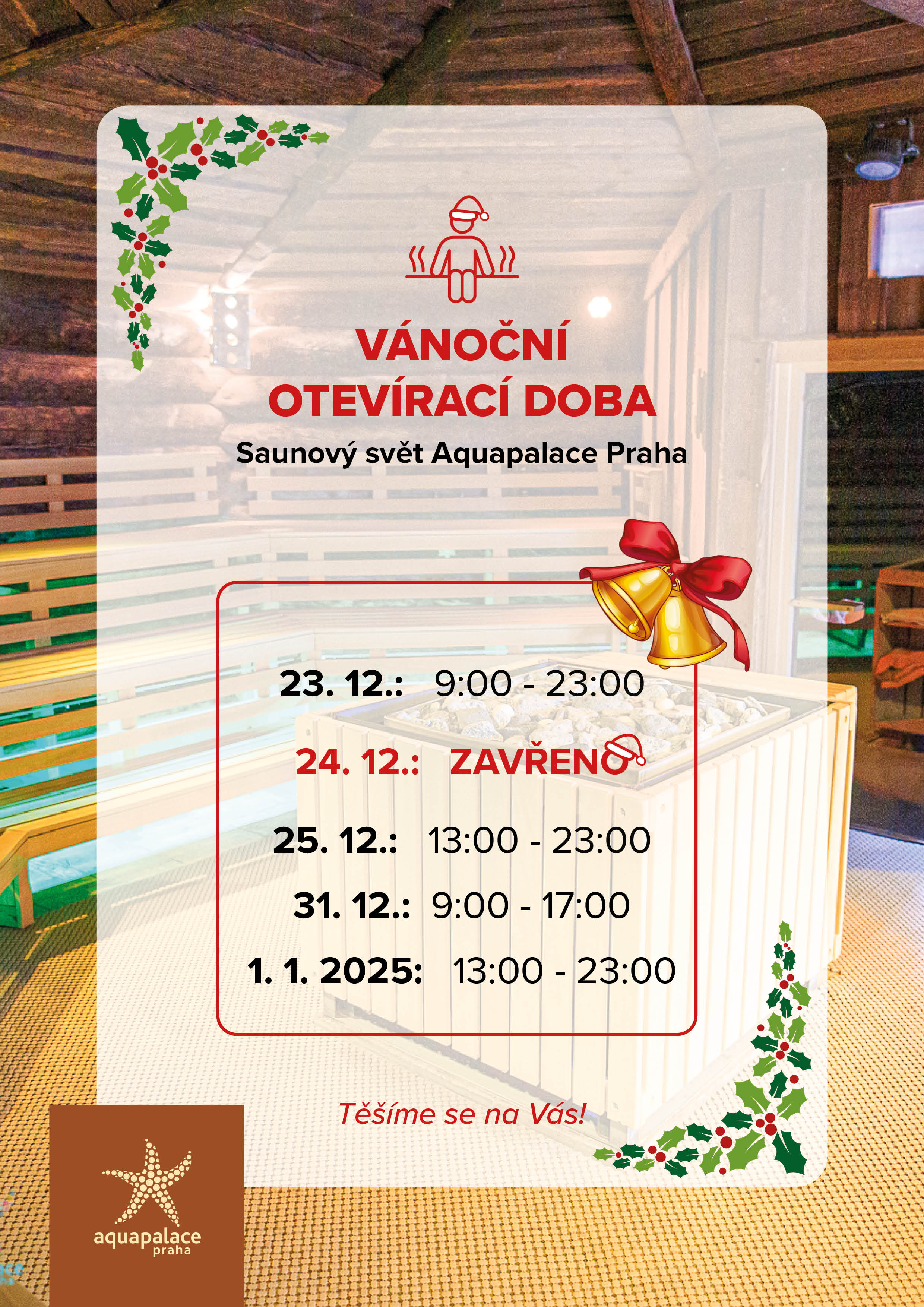Vánoční otevírací doba Saunového světa Aquapalace | Aquapalace Praha